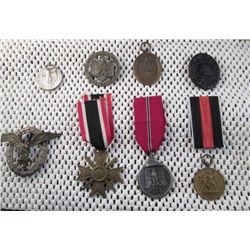 LOT OF 8 1930'S-1940'S GERMAN & NAZI MEDALS BADGES