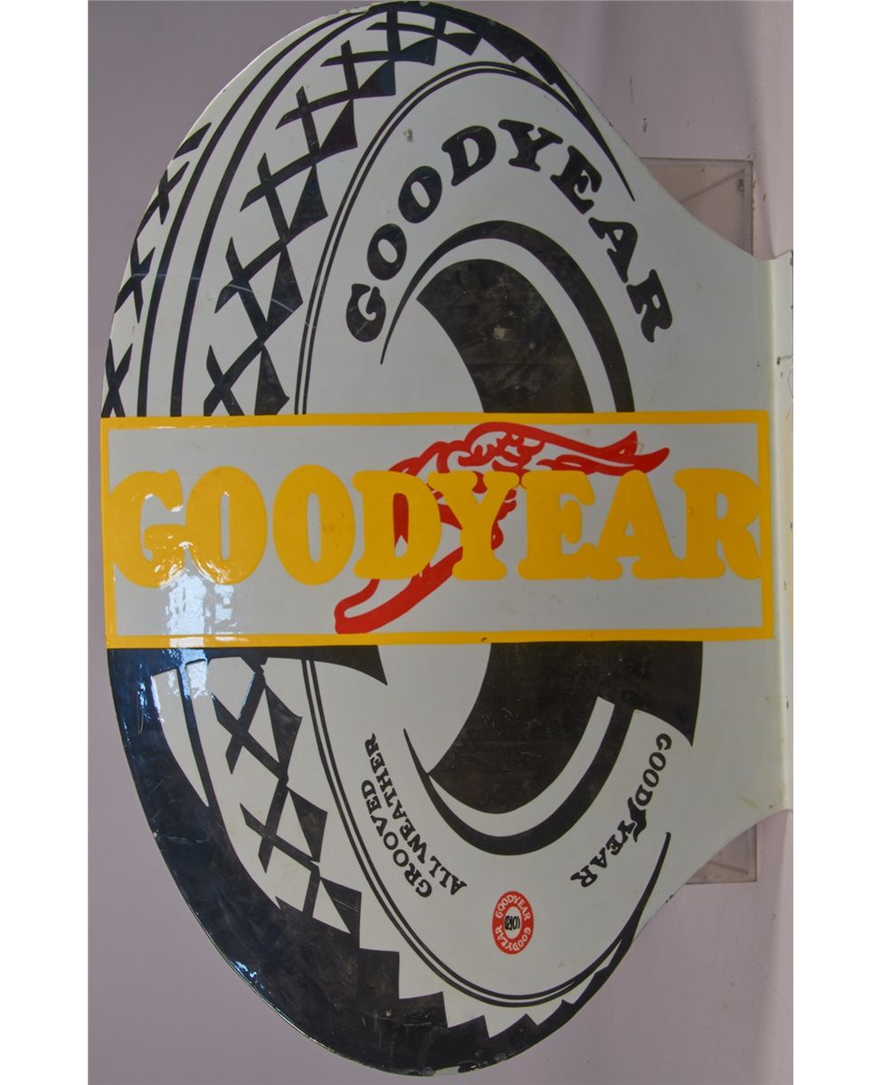 Goodyear Tires Double-Sided Porcelain Flange Sign