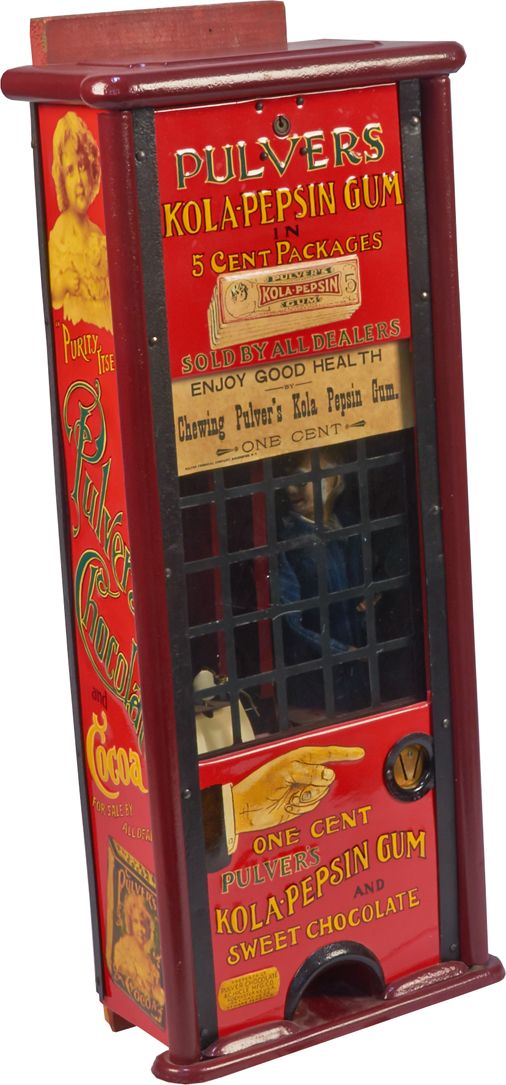 1 Cent Pulver's Kola-Pepsin Gum Vending Machine c1899