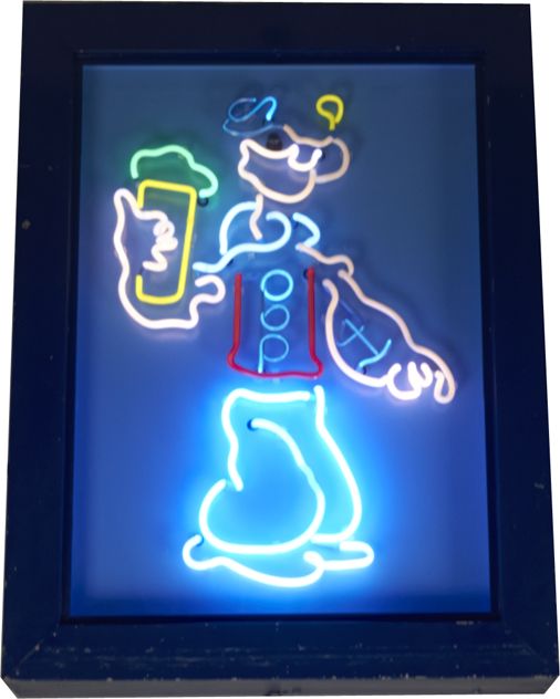 Light-Up Popeye Neon Sign In Framed Display Box