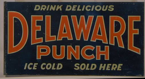 Delaware Punch Double Sided Flange Tin Advertisement