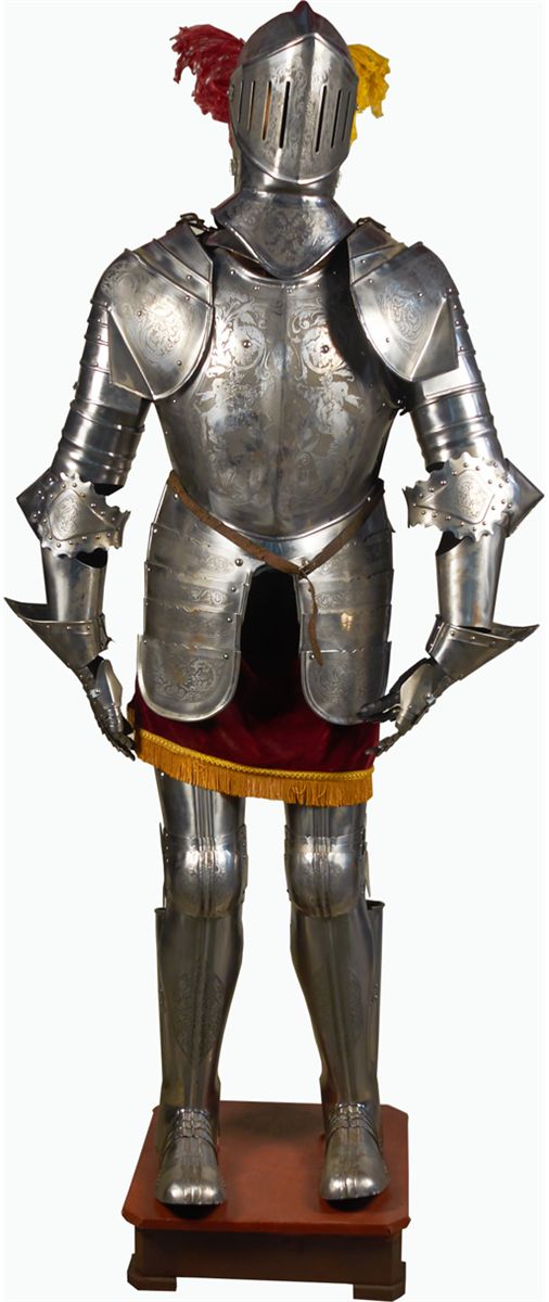 Lifesize Full Suit of Armour on Wooden Base