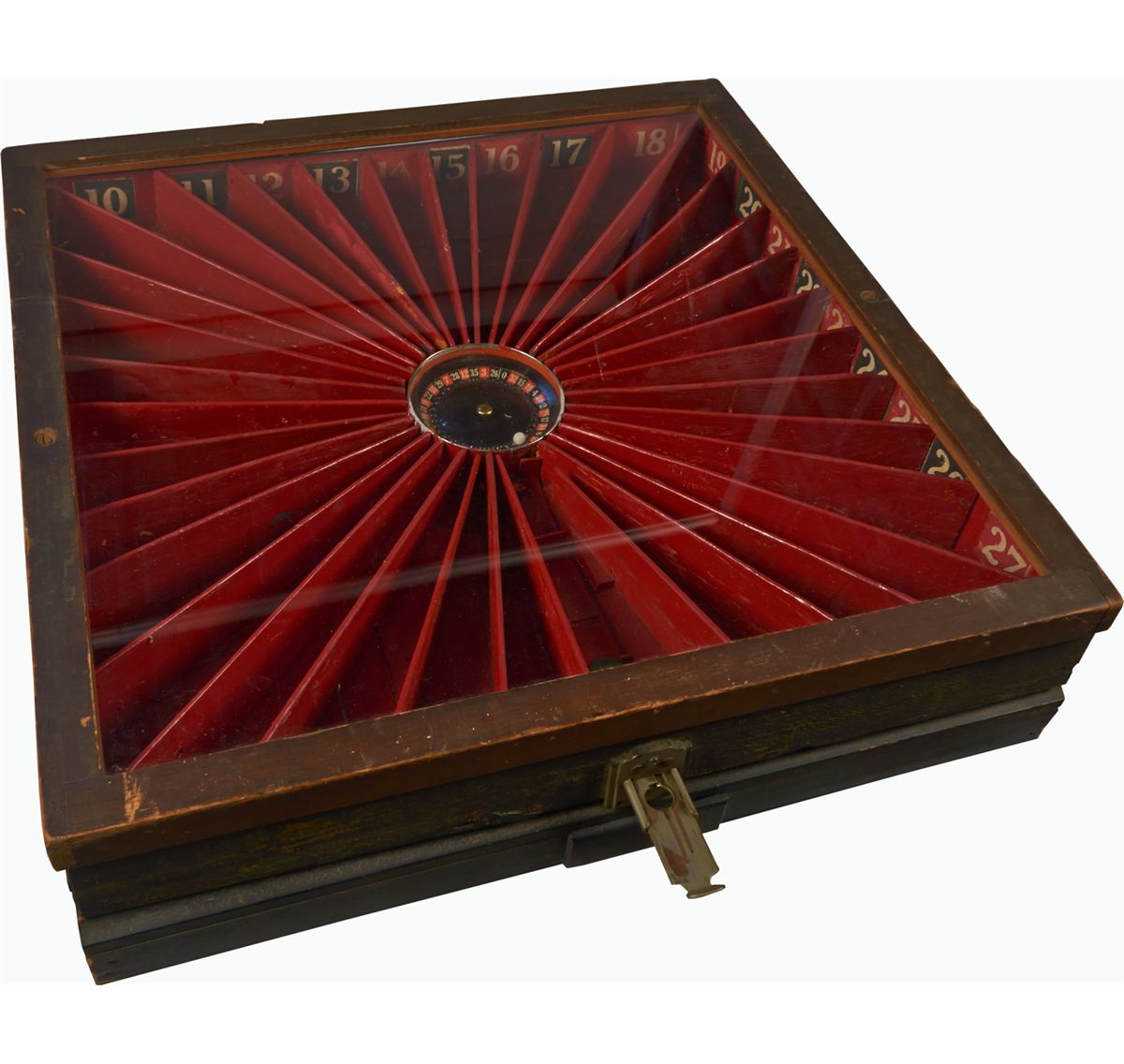 Coin-Op, Painted Wood & Glass Top Roulette Wheel Game
