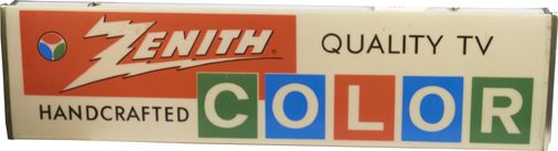 Vintage Zenith Color Quality TV Hanging Sign