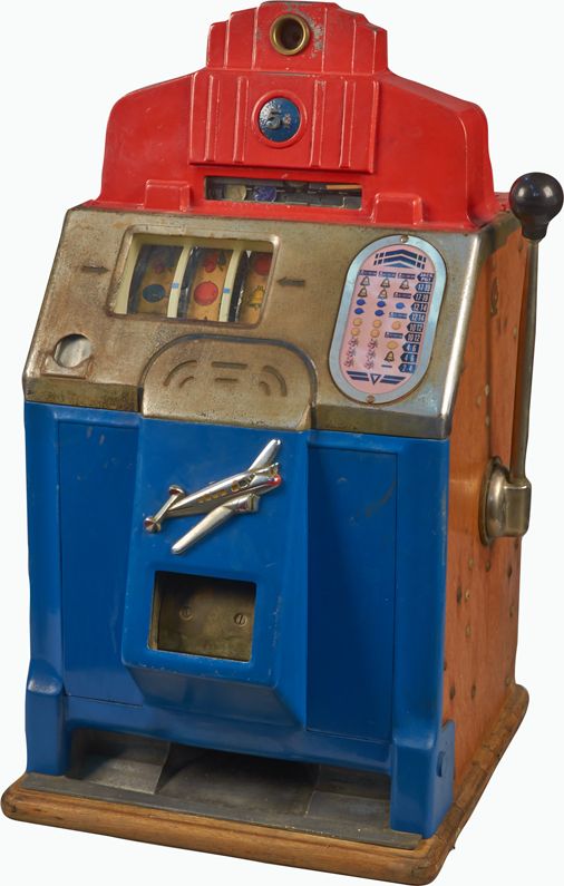 5 Cent Jennings Sky Chief Airplane Motif Slot Machine c