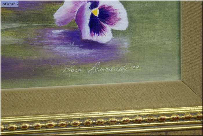 A framed oil on canvas painting of pansies in a bowl 18" X 24" signed ...