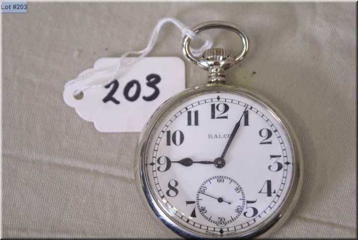 Balco ( Swiss) 16 Size Open Face Pocket Watch, silveroid , stem set ...