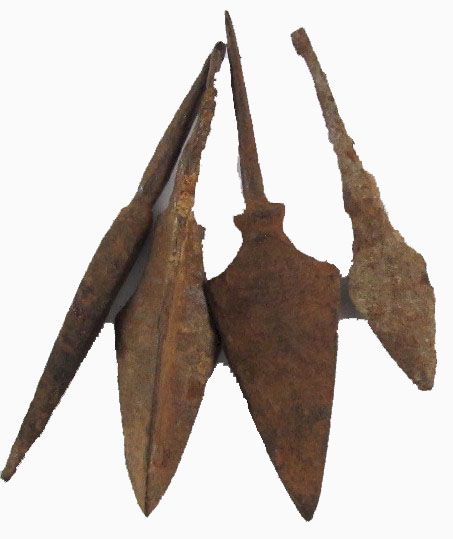 Ancient Roman Iron Arrowheads. Lot of 4 pcs (2''-2,5'' in length) all ...