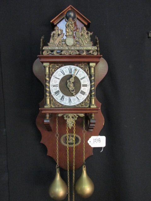 Onate Dutch pendulum wall clock, Atlas and brass adorned