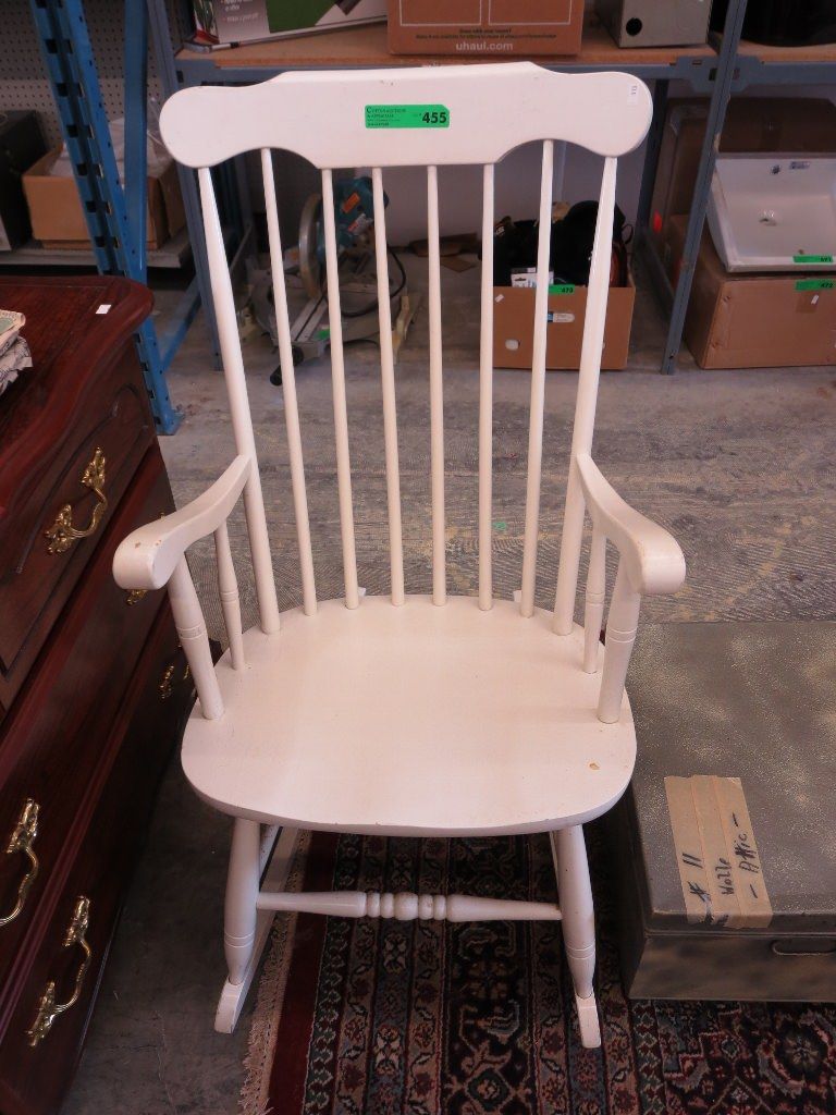 Wooden Boston rocker, painted white
