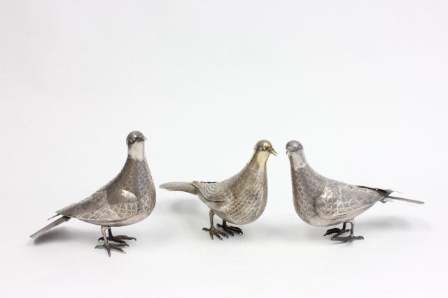 3 Persian silver birds