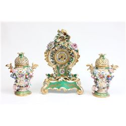 3 pc. Jacob Petit porcelain clock set