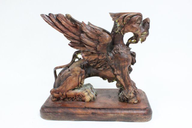 Carved wood winged "Griffon"