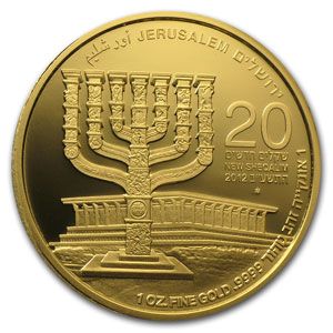 2012 Israel Menorah 1 oz .9999 Fine Gold Bullion Coin