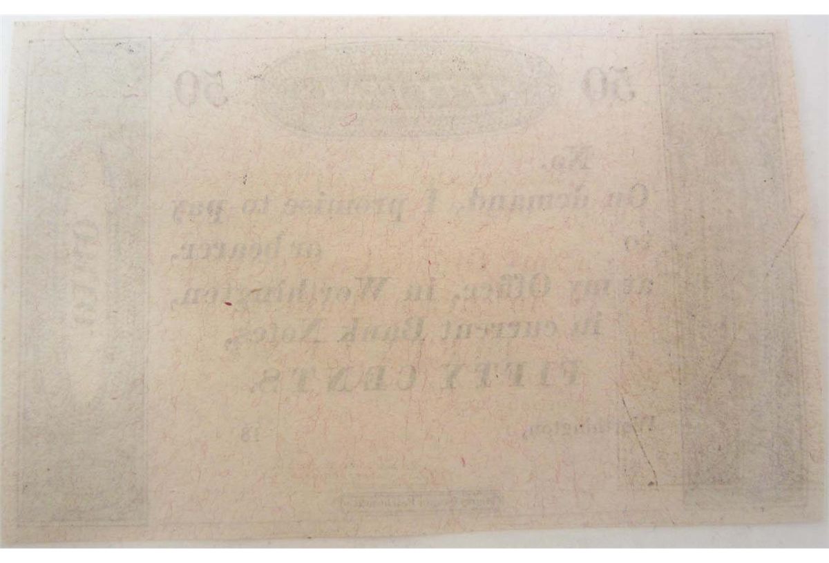 C. 1800'S PROMISSORY NOTE TO PAY 50 CENTS