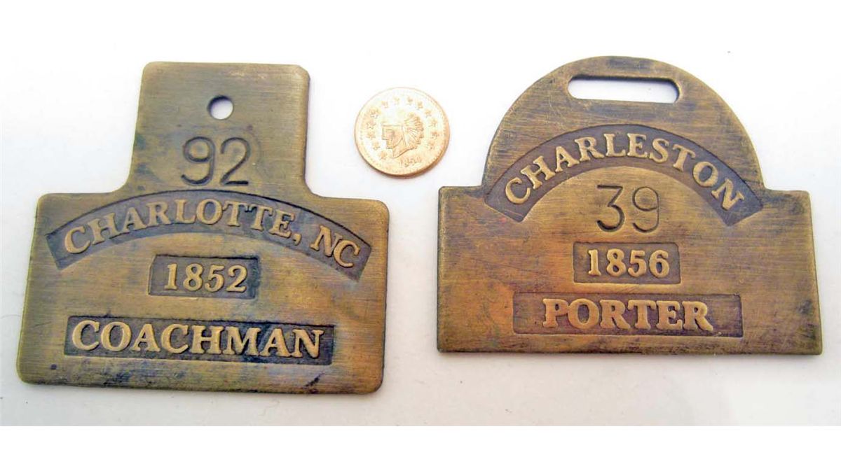 LOT OF MISC. MODERN SLAVE TAGS, BRASS KNUCKLES & KNIFE