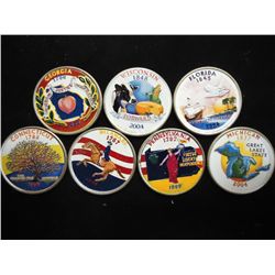 7 ASSORTED COLORIZED 50 STATE QUARTERS