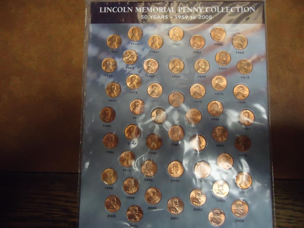 LINCOLN MEMORIAL PENNY SET 50 YEARS 1959-2008 UNC