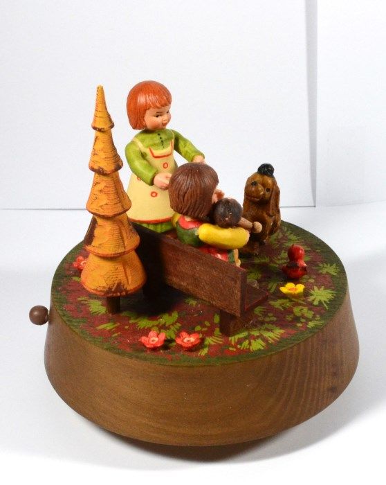 Wood Carved German Music Box