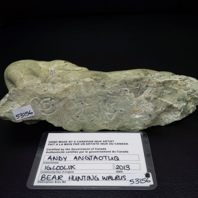 7x3 Inches Original Stone Carving by "Andy Angtaotuq"" Inuk Artist Bear ...