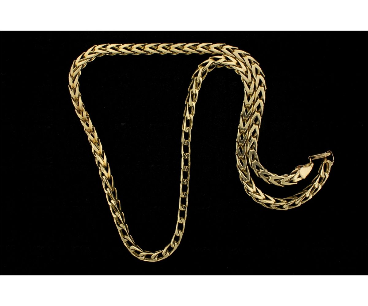 CHAIN: Mens 10ky rectangular curb link chain necklace; 7.17mmW x 5 ...