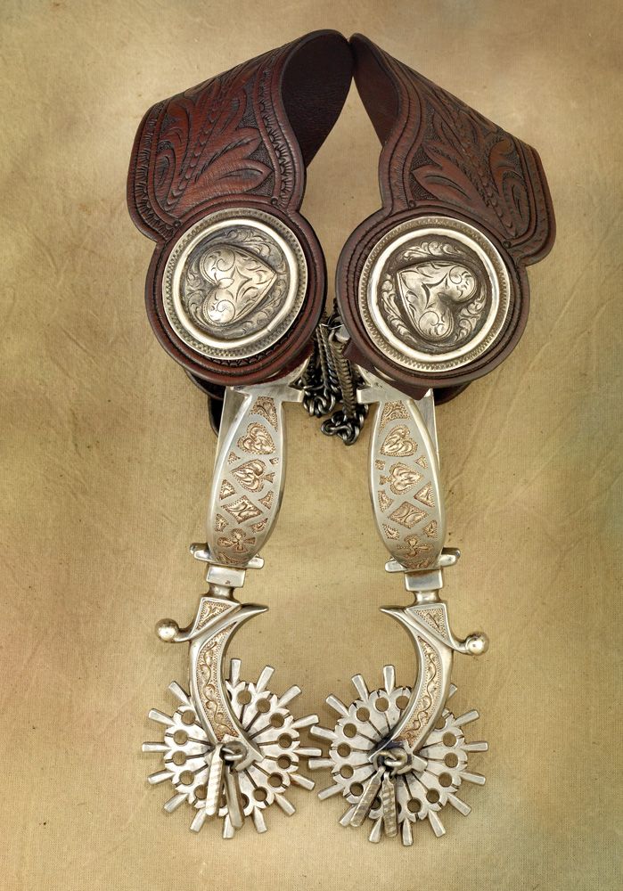 Ernie Marsh (b 1962) Inlaid Cardsuit Pattern Spurs