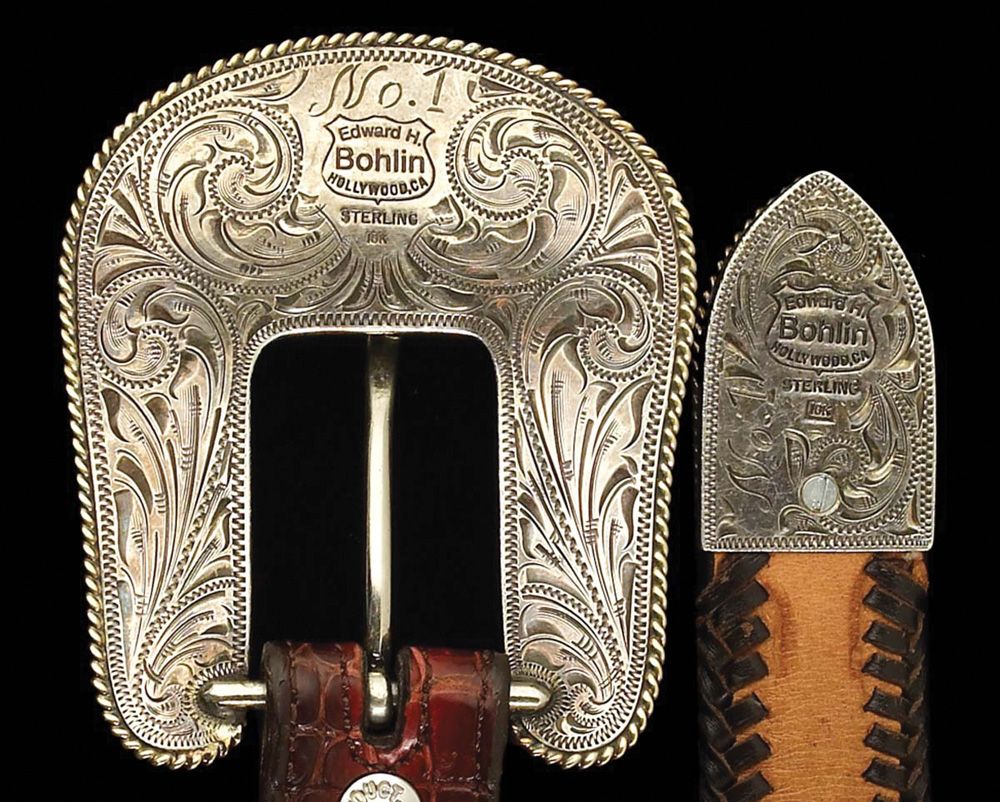 Edward H Bohlin Sterling Silver and 3-color Gold Buckle