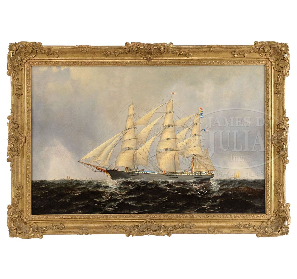 ELISHA TAYLOR BAKER (American, 1827-1890) PACKET SHIP "ELLEN AUSTIN"