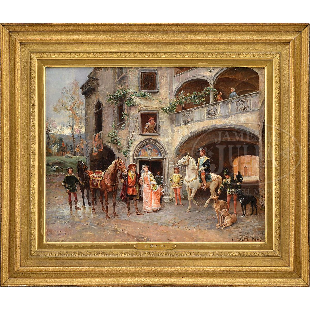 CESARE AUGUSTE DETTI (Italian, 1847-1914) LEAVING THE VILLA