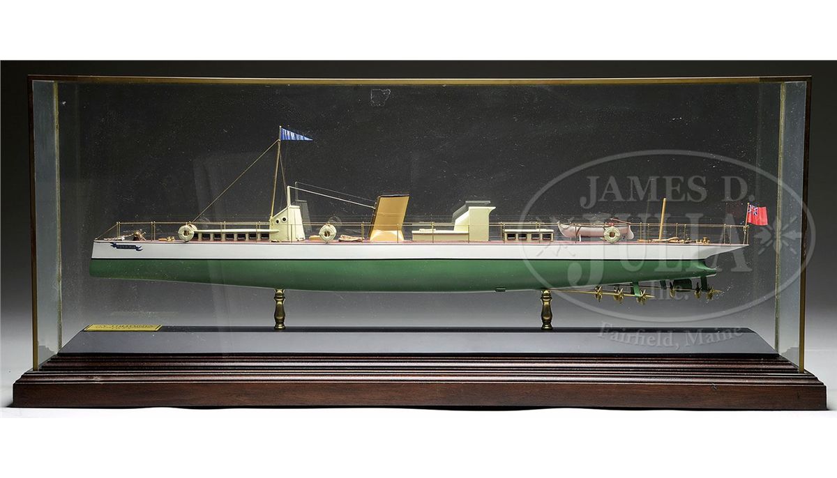 CASED MODEL OF THE DEMONSTRATION VESSEL "TURBINIA" 1897 BY WM. HITCHCOCK.