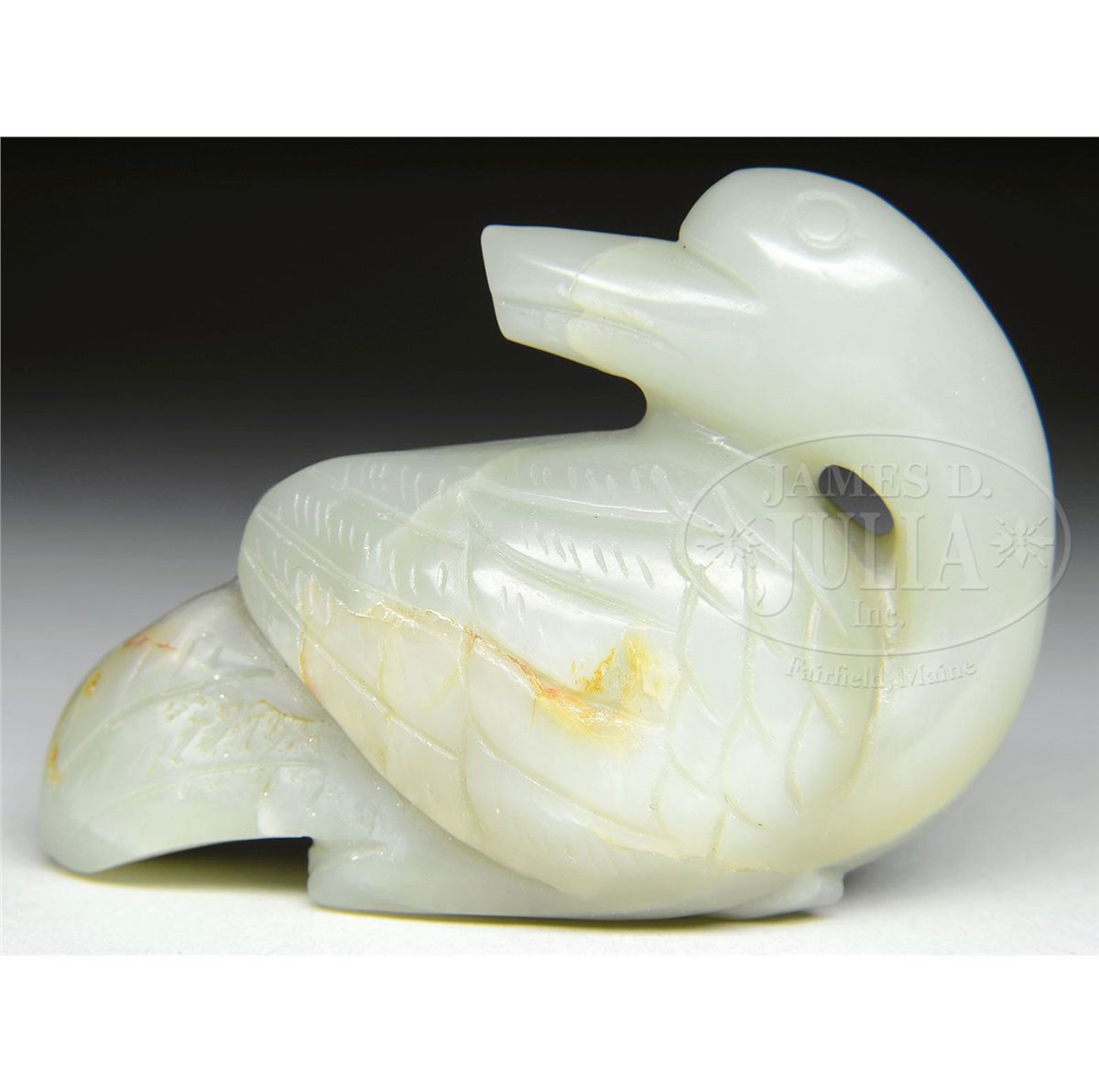 CARVED JADE DUCK.