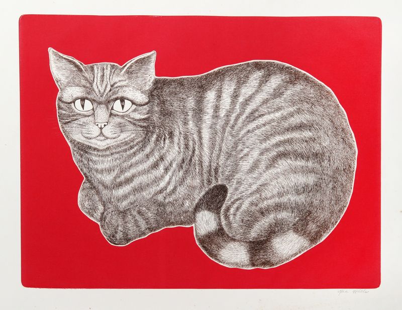 Yara Mills, Sitting Cat, Etching