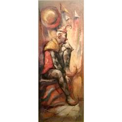 Philippe Alfieri, Clown with Pennants, Oil Painting