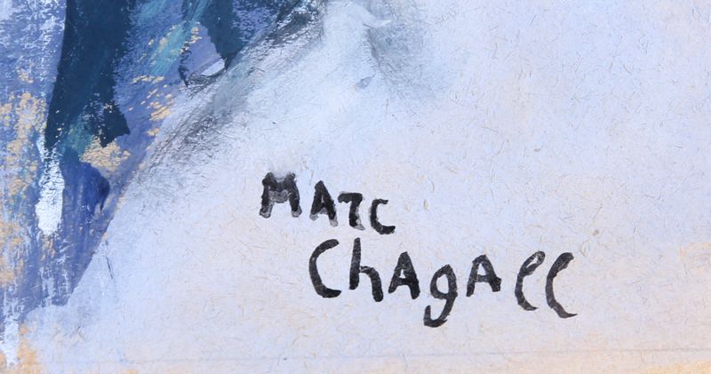 Marc Chagall, Couple, Goat and Chicken, Gouache Painting