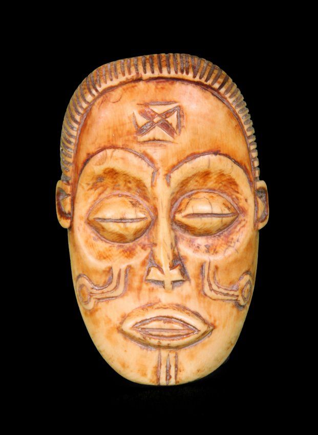 Rare LEGA Ivory Mask artifact of a Warrior, Democratic
