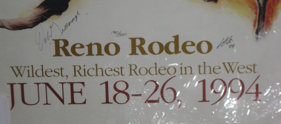 1994 Reno Rodeo Poster, Wood Frame, Signed,