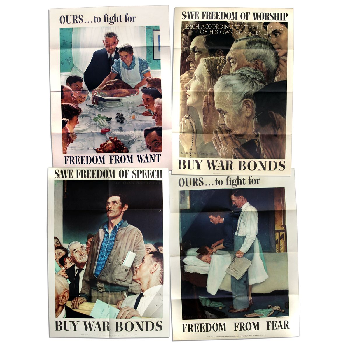 Norman Rockwell's Original 1943 ''Four Freedoms'' Poster Set