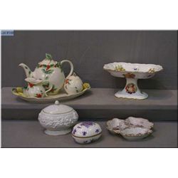 A selection of porcelain collectibles including Hammersley comport ...