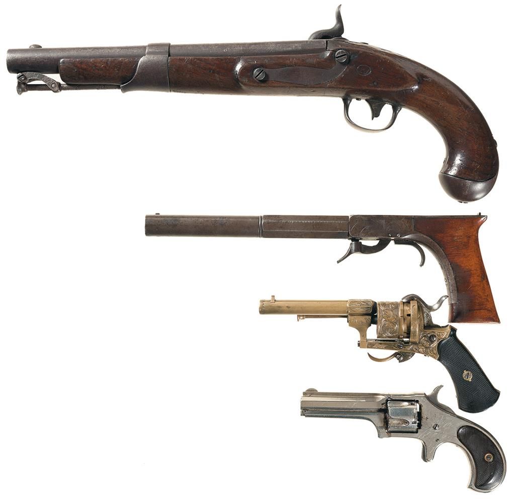 Four Antique Handguns -A) U.S. Simeon North Model 1819 Percussion ...
