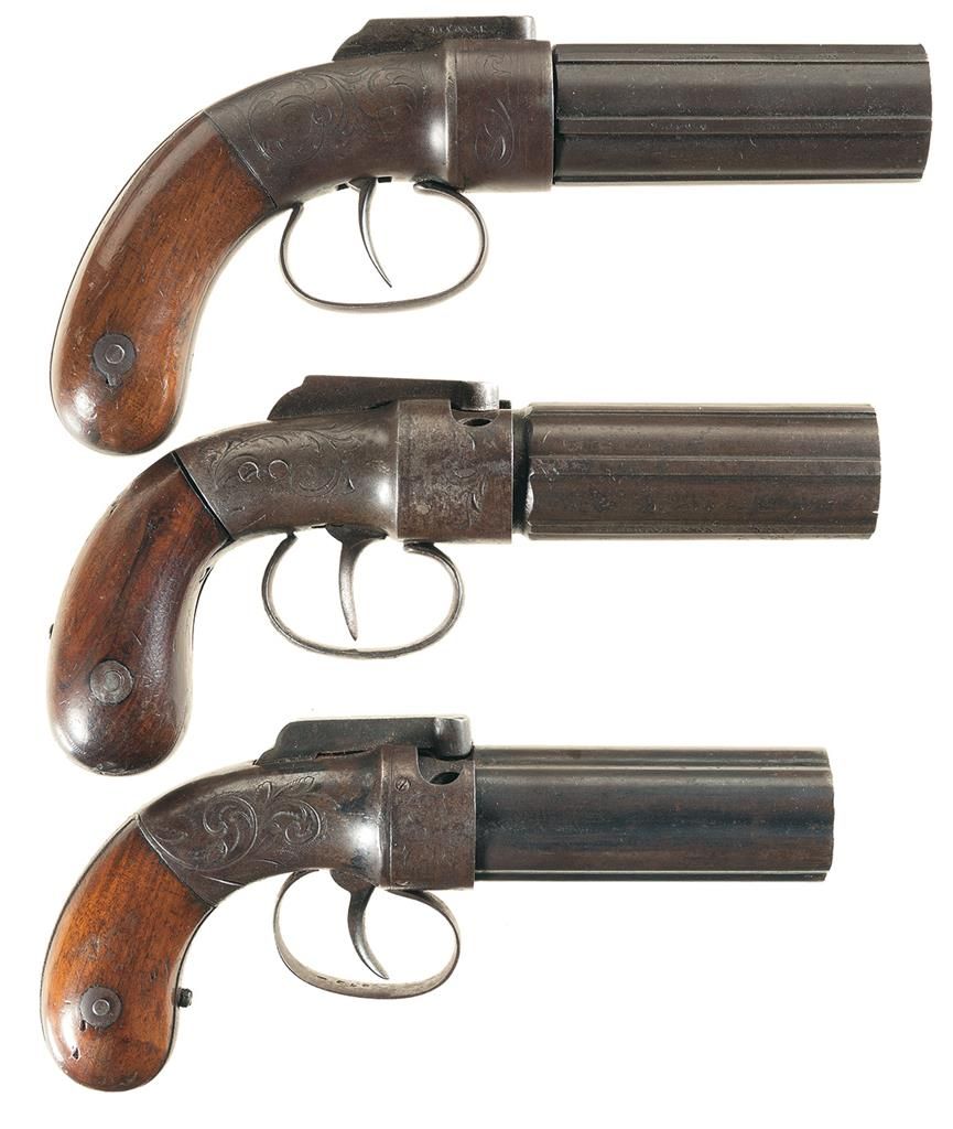 Collector's Lot of Three Double Action Pepperbox Pistols -A) Sprague ...
