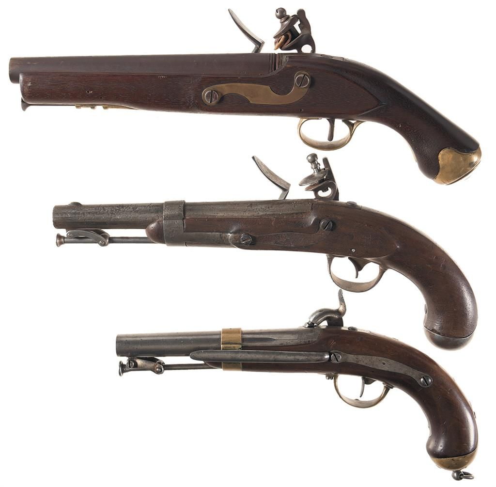 Three Black Powder Pistols -A) "Tower" Replica Flintlock Pistol