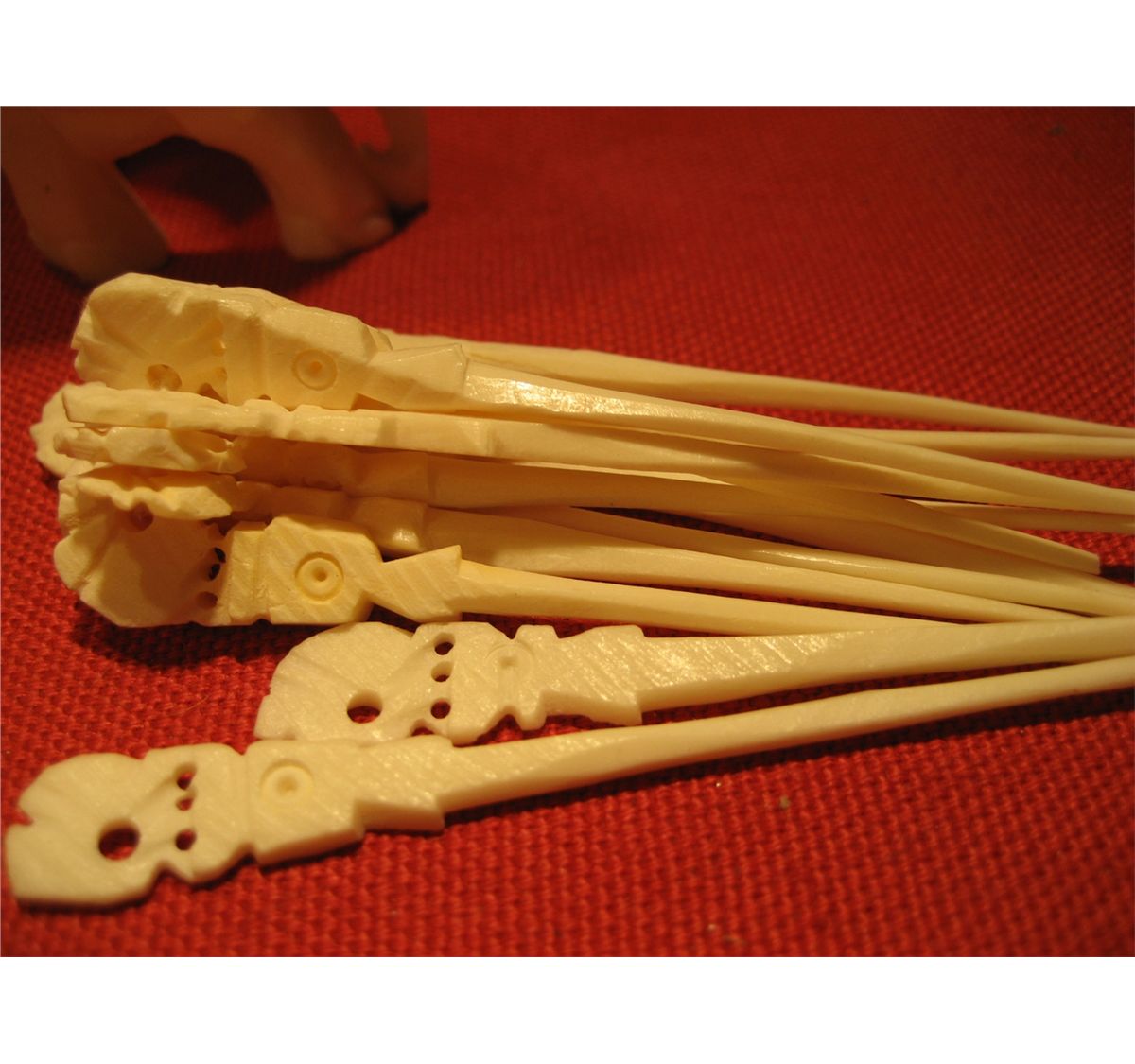 CARVED FAUX IVORY BONE TOOTHPICK HOR D'OEUVERS ELEPHANT BASE HOLDER