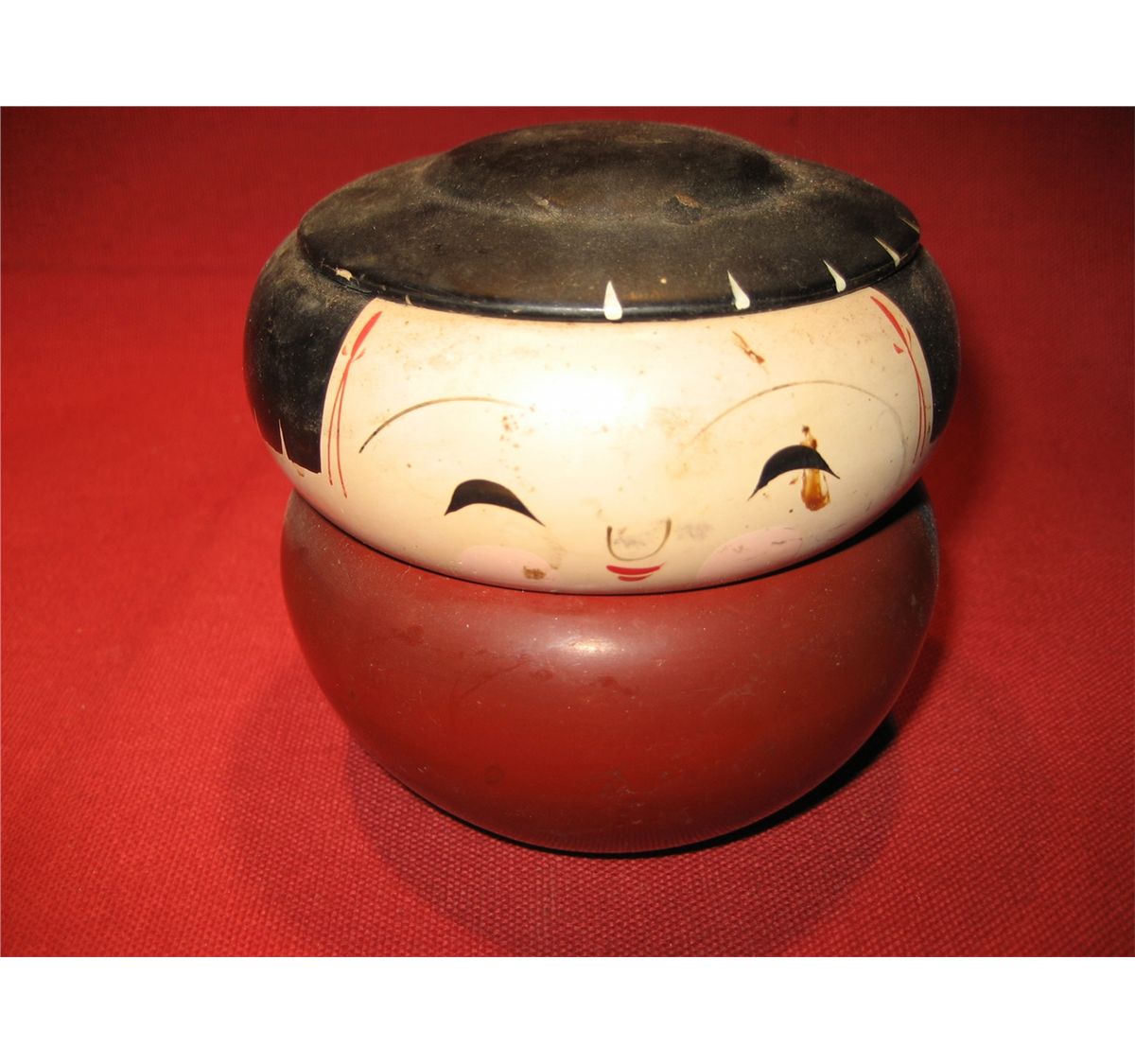 VINTAGE JAPANESE KOKESHI STACKING RICE BOWL DOLL FACE