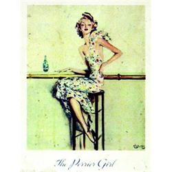 The Perrier Girl DOMERGUE JEAN-GABRIEL Pallas Paris Carton publicitaire ...