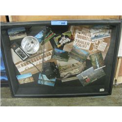 Large Shadow Box of Cameras and Postcards