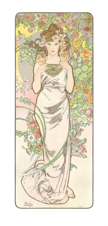 Alphonse Mucha : Rose, Flower Series, 1898 Art Print