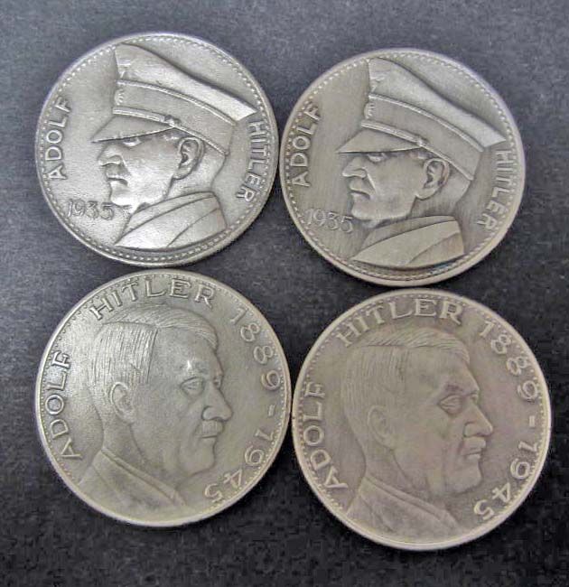 LOT OF 4 GERMAN NAZI HITLER COINS