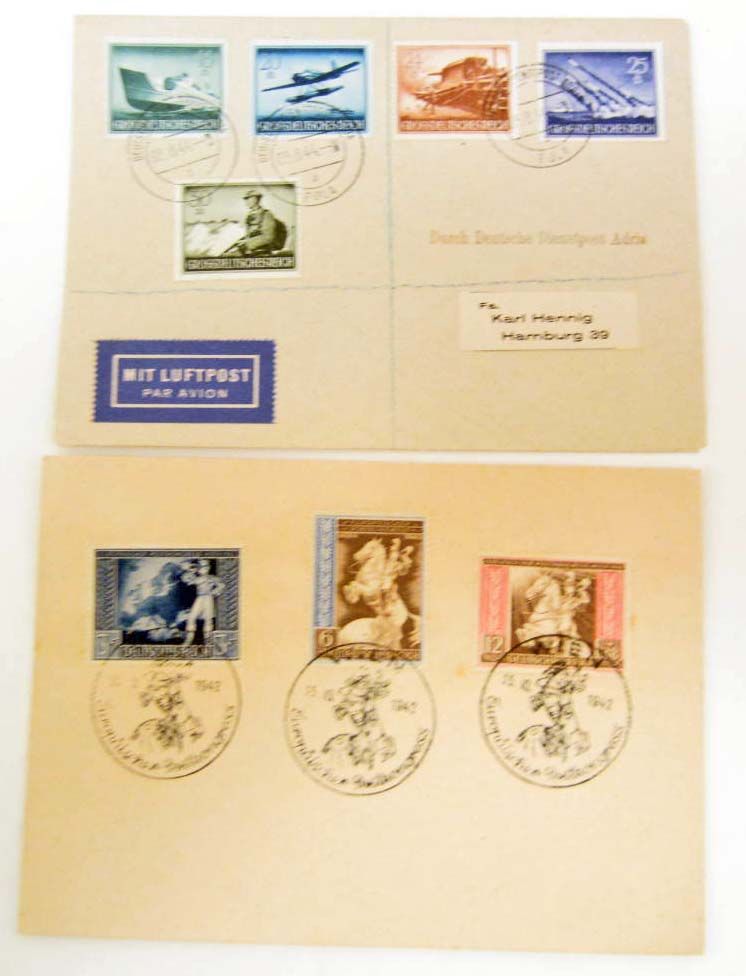 LOT OF 2 GERMAN NAZI ENVELOPES W/ STAMPS