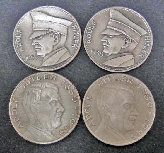 LOT OF 4 GERMAN NAZI HITLER COINS