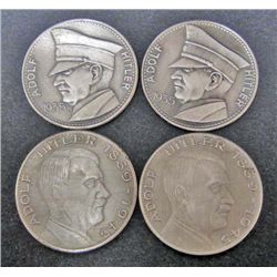 LOT OF 4 GERMAN NAZI HITLER COINS